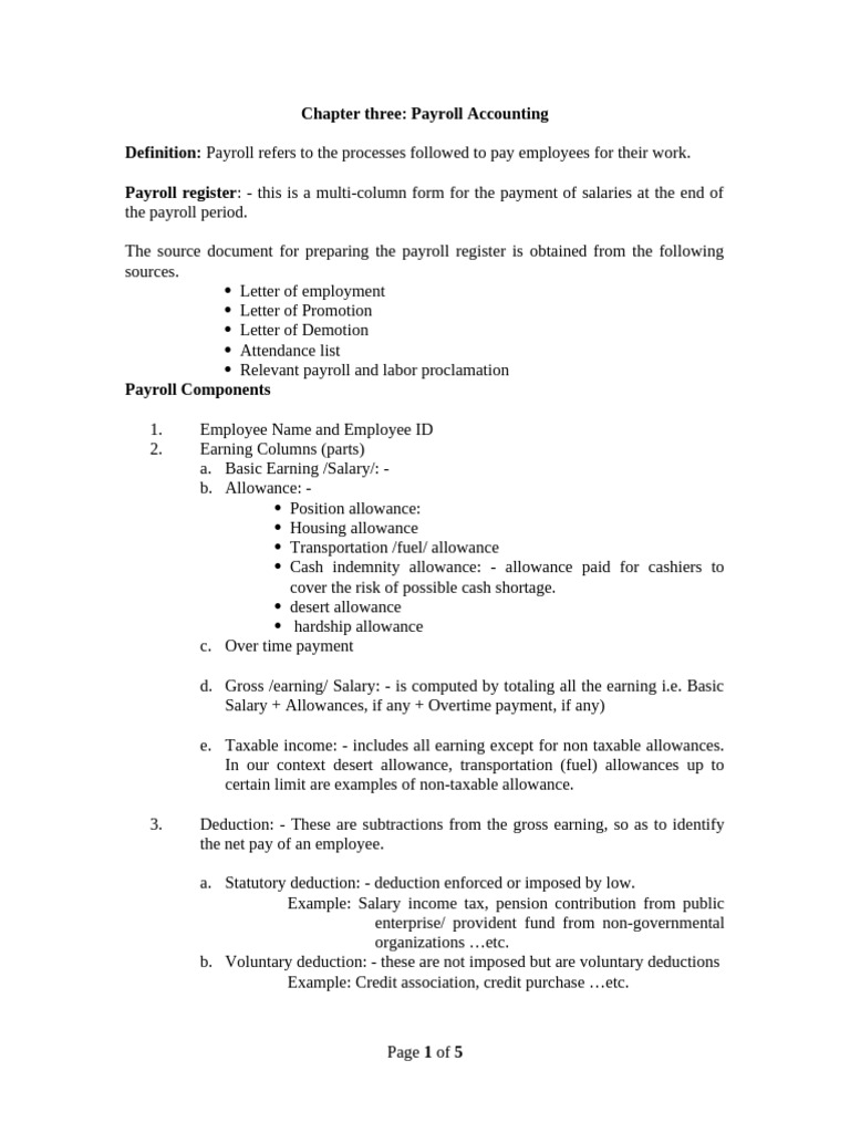 Chapter 3 Payroll Short | PDF | Payroll | Salary