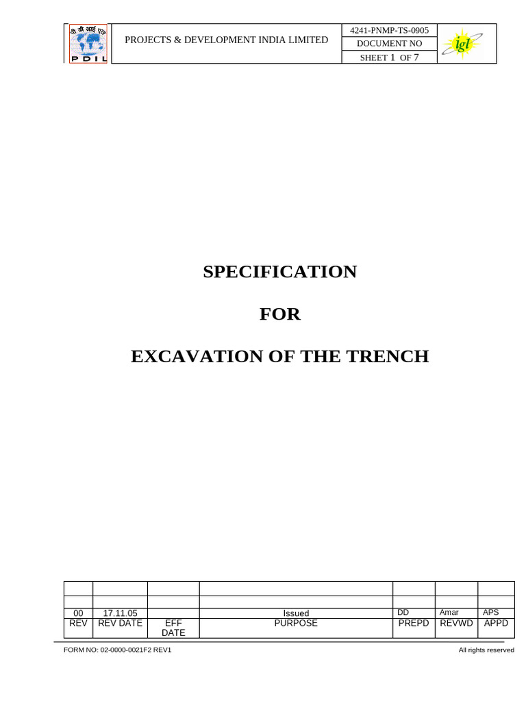 Page 333 - 340 Spec For Excavation of The Trench Pdil No. 0905 | PDF ...