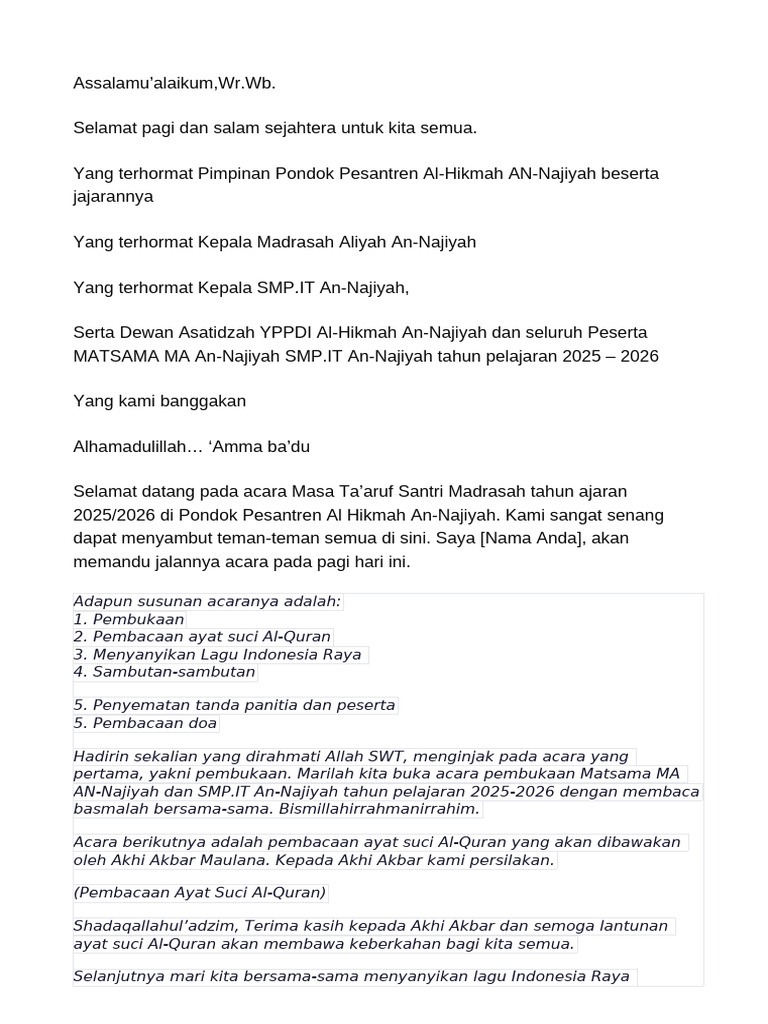 Teks MC Pembukaan | PDF