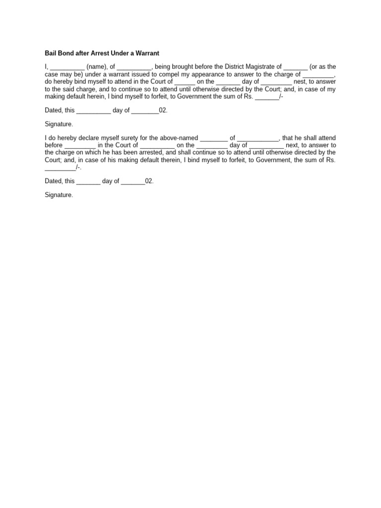 Bail Bond Agreement Template | PDF
