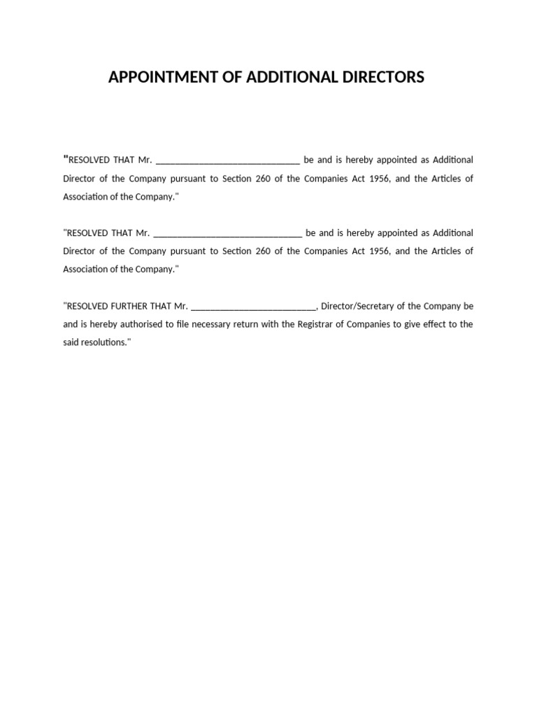 Appointment of Additional Directors | PDF