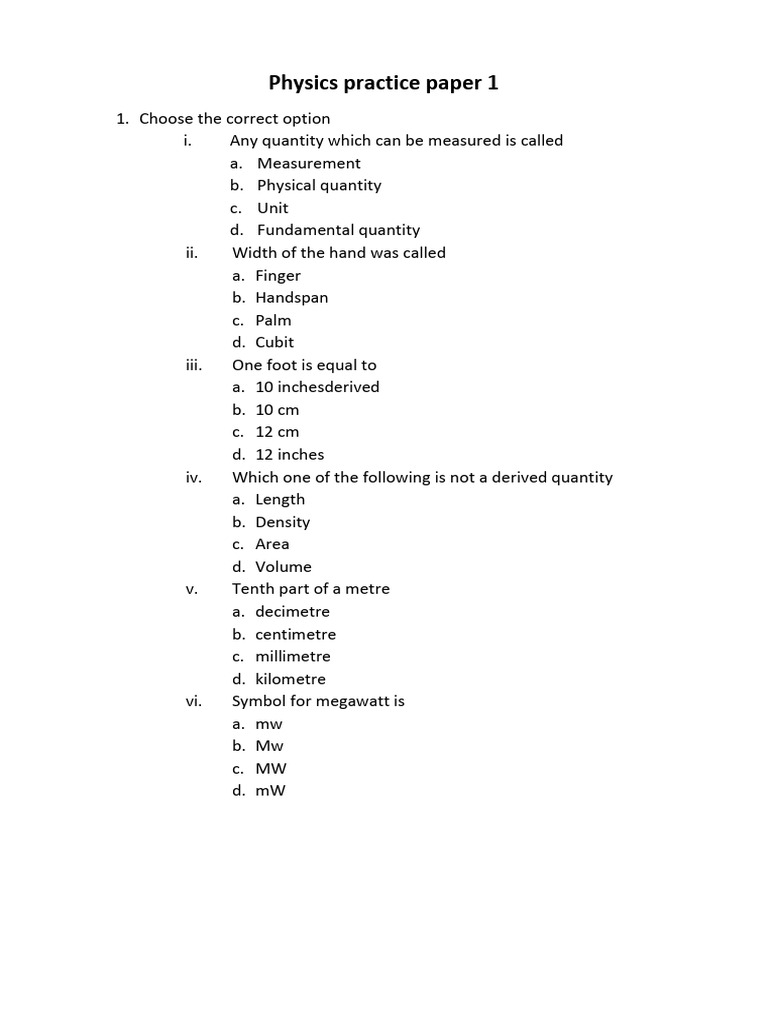 Class 6 Physical Quantities and Its Measurement | PDF | Force | Measurement