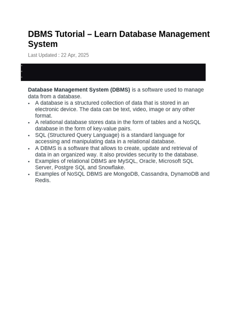 DBMS Tutoria1 | PDF | Databases | Relational Database