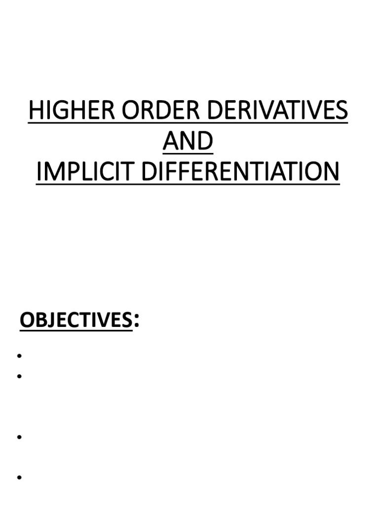 Higher Derivatives Implicit Differentiation | PDF | Function ...