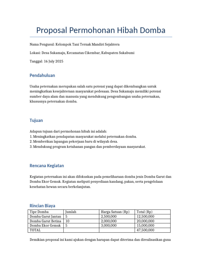 Proposal Hibah Domba Updated | PDF