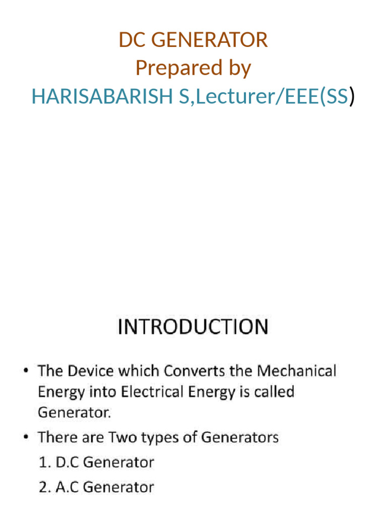 DC Generator | PDF