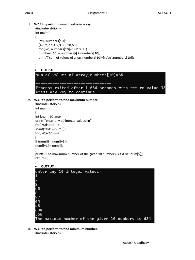 Aakash Upadhyay Data Structure Assignment - 1 | PDF