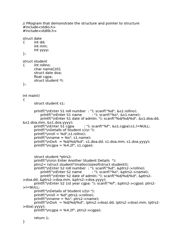 Struct Student | PDF