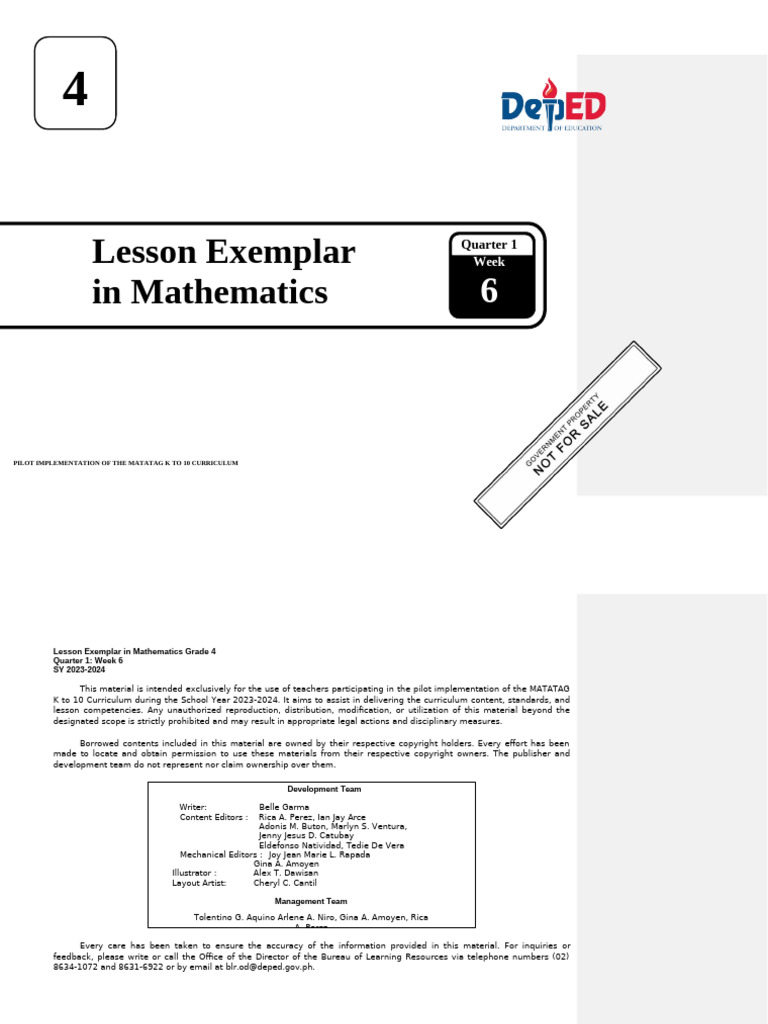 Grade 4 Math Lesson: Week 6 Curriculum | PDF | Learning | Vocabulary