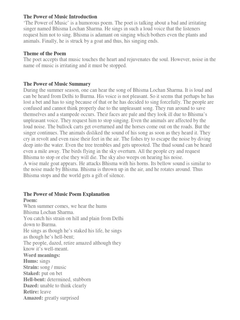 The Power of Music: Summary & Themes | PDF | Mind