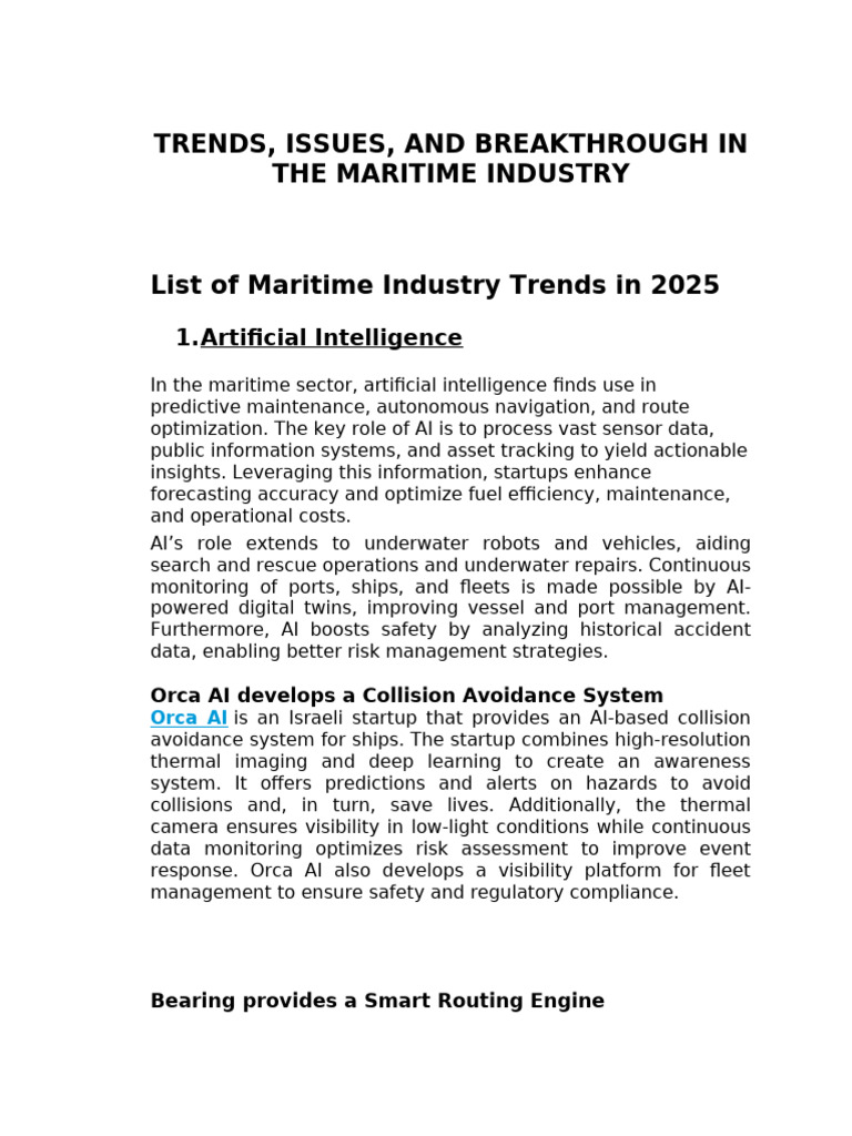 Maritime Industry Trends for 2025 | PDF | Marine Propulsion ...