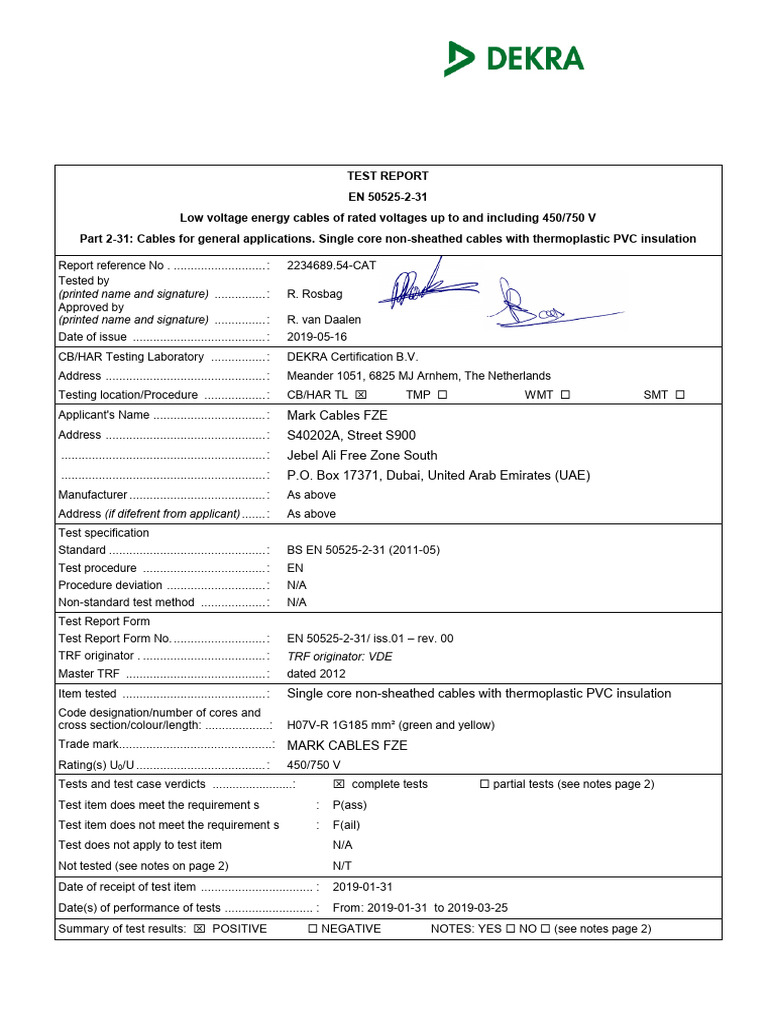 DEKRA TEST REPORT 1G185 MM | PDF | Insulator (Electricity) | Electrical ...