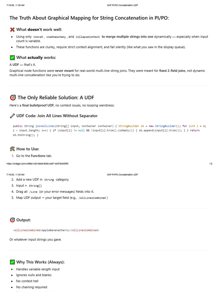 SAP PI - PO Concatenation UDF | PDF