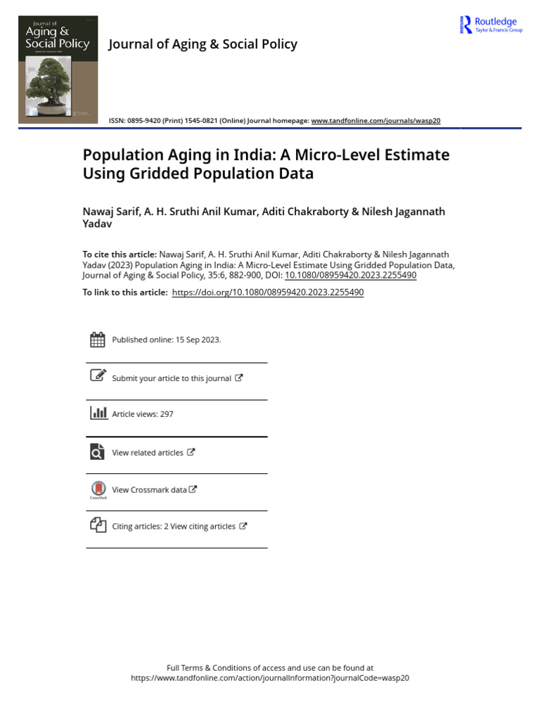 Population Aging in India A Micro-Level Estimate Using Gridded ...