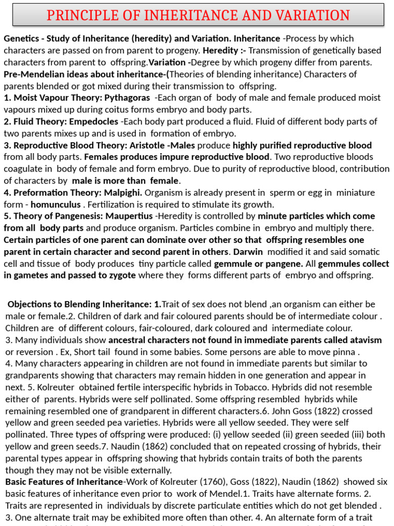 Chap - 5 Principle of Inheritance Final | PDF | Dominance (Genetics ...
