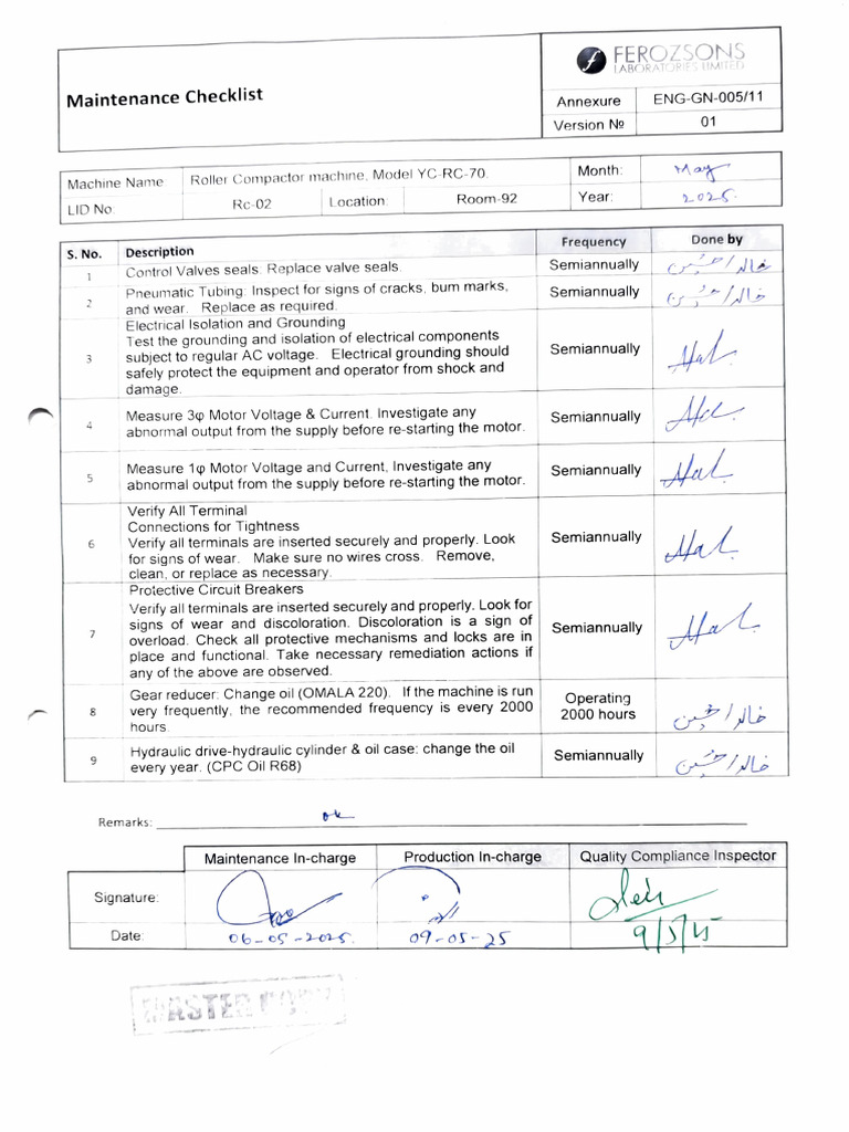 Maintainance Document 2024 Till 2025 | PDF
