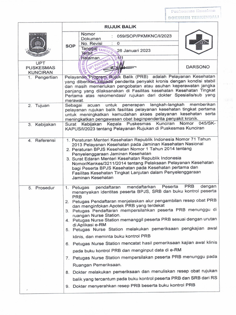 Sop Rujuk Balik | PDF