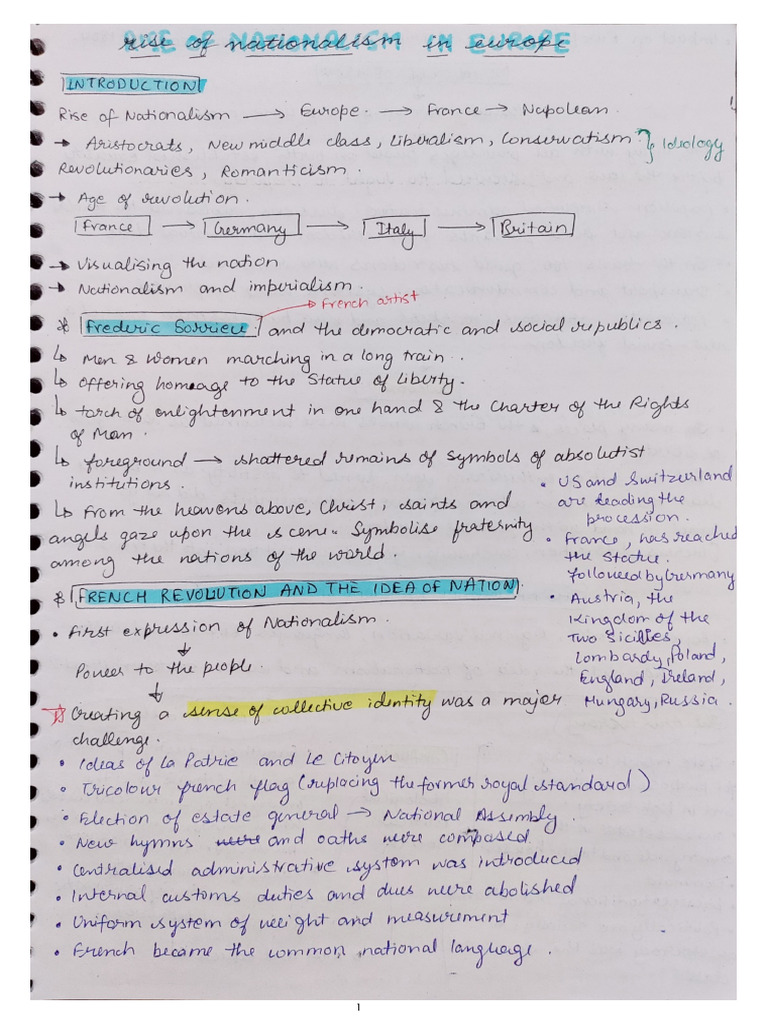 Rise of Nationalism in Europe Notes | PDF