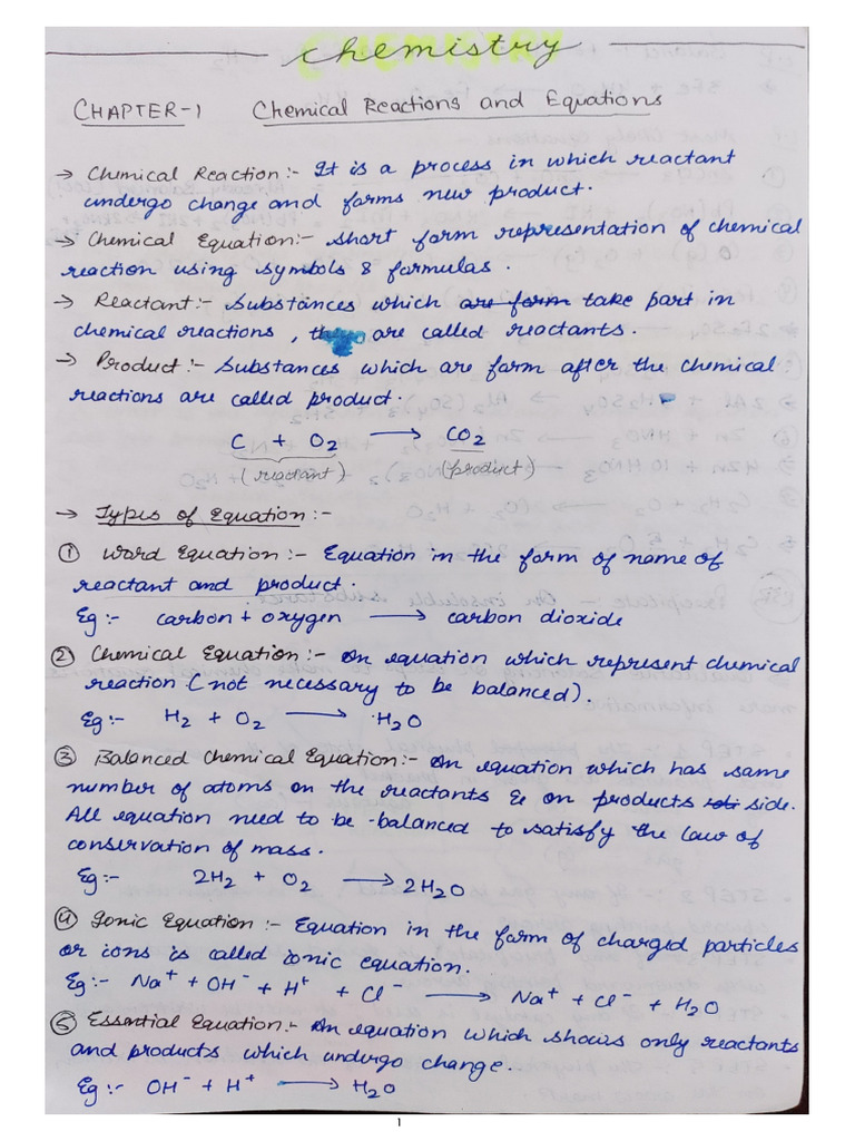 Chemical Reactions and Equations | PDF