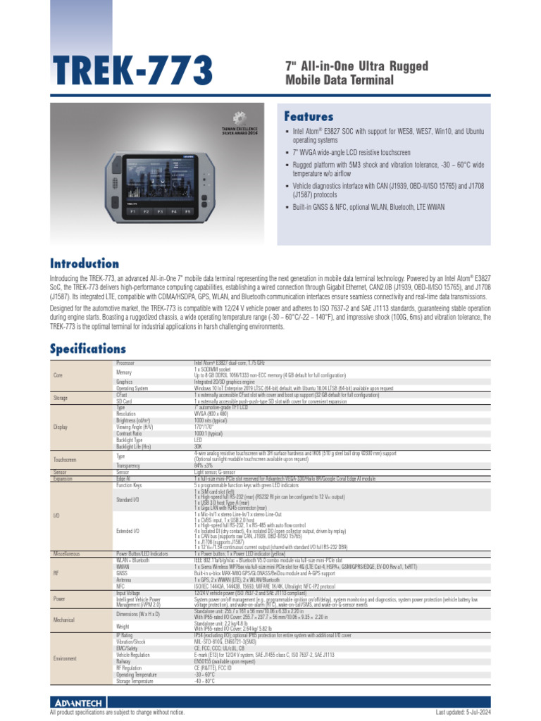 Trek-773 DS (070524) 20240708144417 | PDF | System On A Chip | Usb