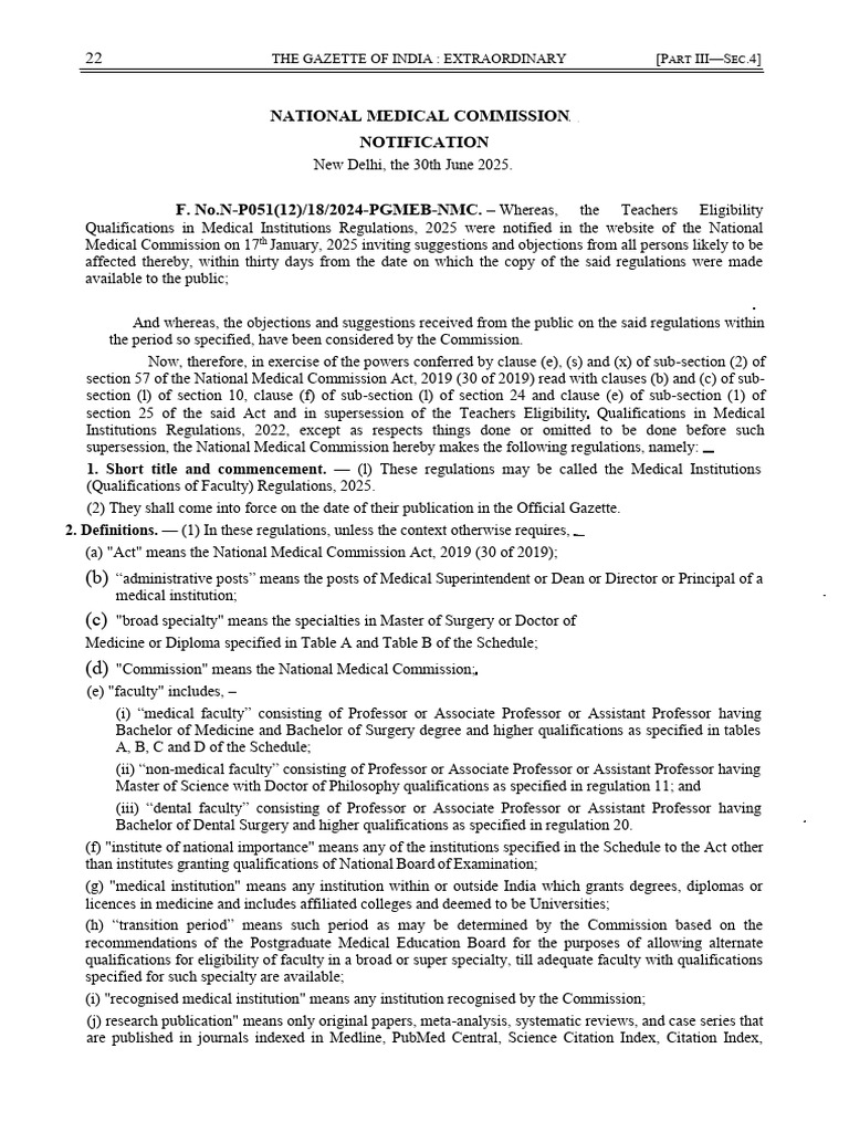 Medical Faculty Qualifications Regulations 2025 | PDF | Doctor Of ...