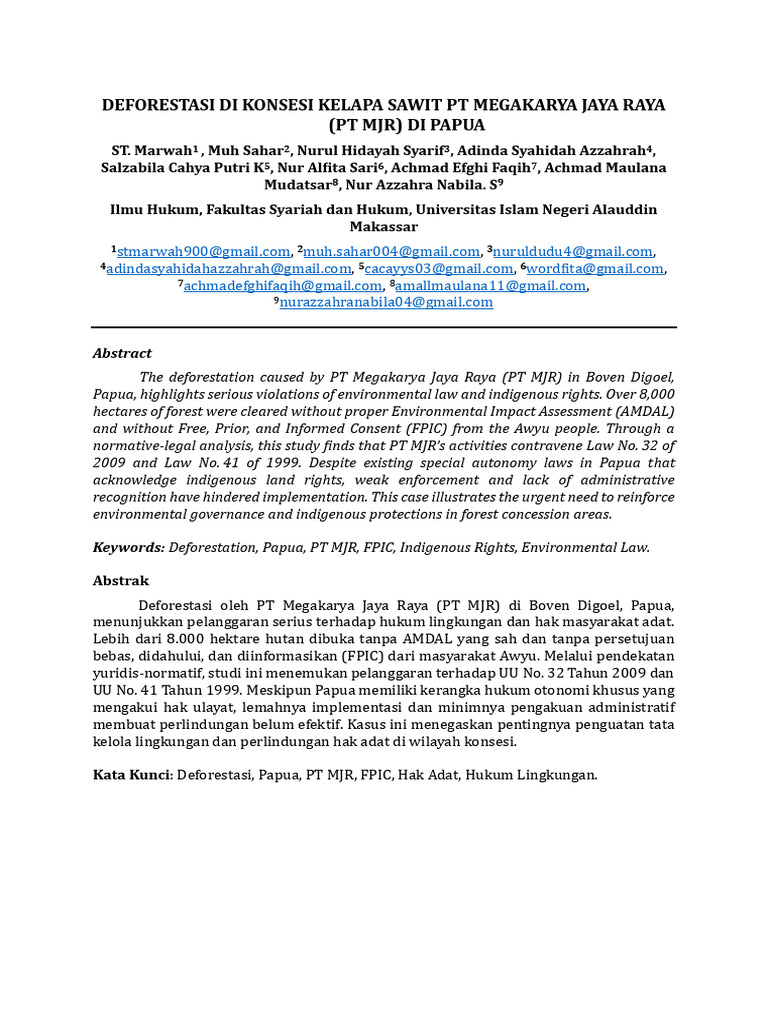Deforestasi Di Konsesi Kelapa Sawit PT Megakarya Jaya Raya (PT MJR) Di ...
