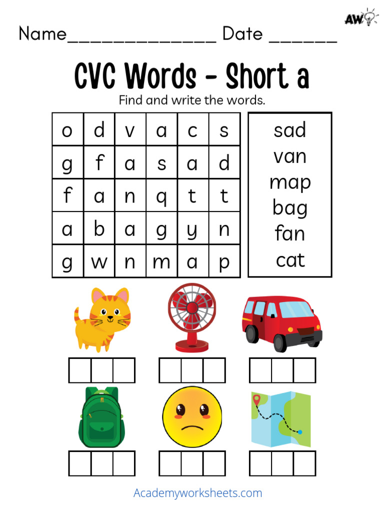 CVC Short A Words Worksheet | PDF