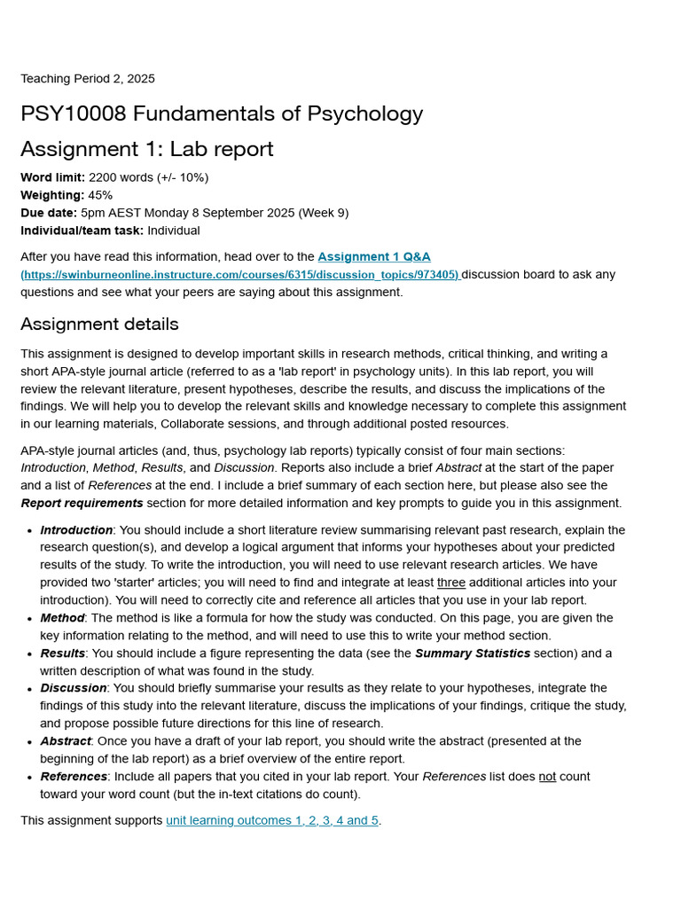 Assignment 1 Lab Report | PDF | Plagiarism | Abstract (Summary)
