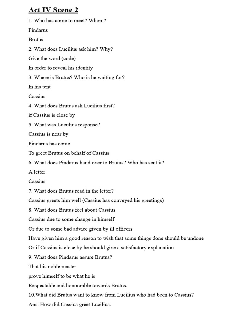 Julius Caesar - Act 4 Scene 2 | PDF