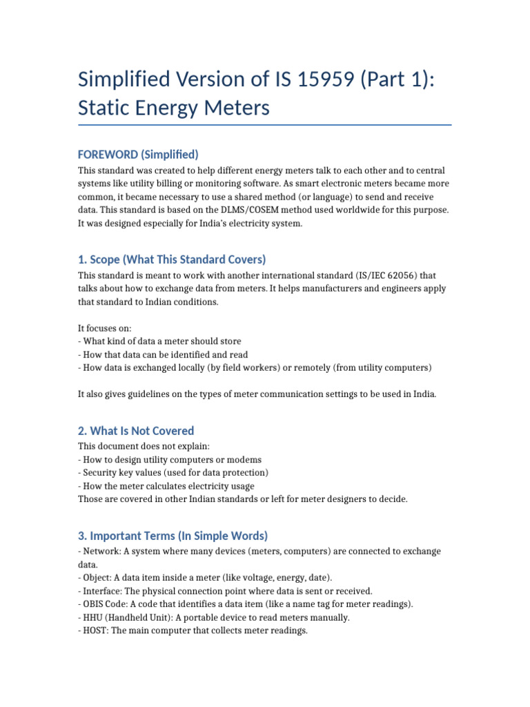 IS 15959 Part 1: Energy Meter Standards | PDF | Computer Science ...