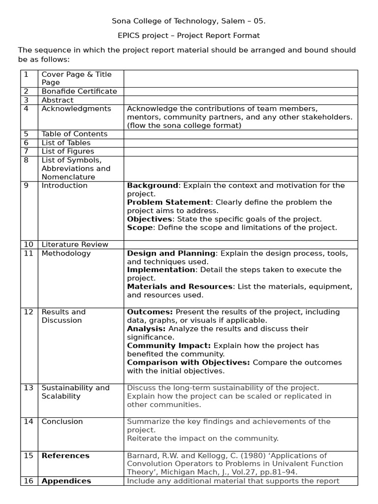 EPICS Project Report Format | PDF | Thesis