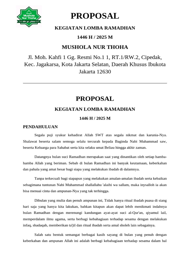 Proposal Lomba Azan dan Hafalan Quran | PDF