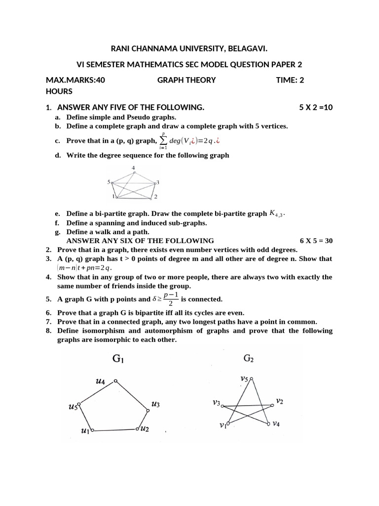 Graph Theory Model QP | PDF