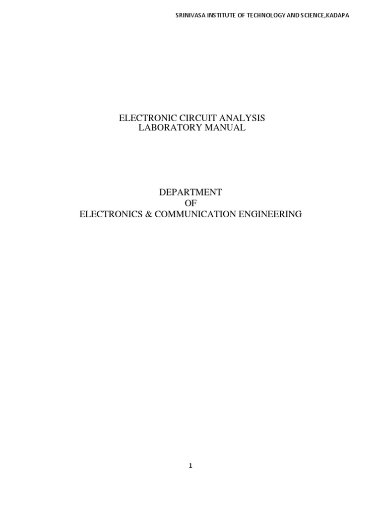 Eca Labmanual Multisim | PDF | Amplifier | Power Supply