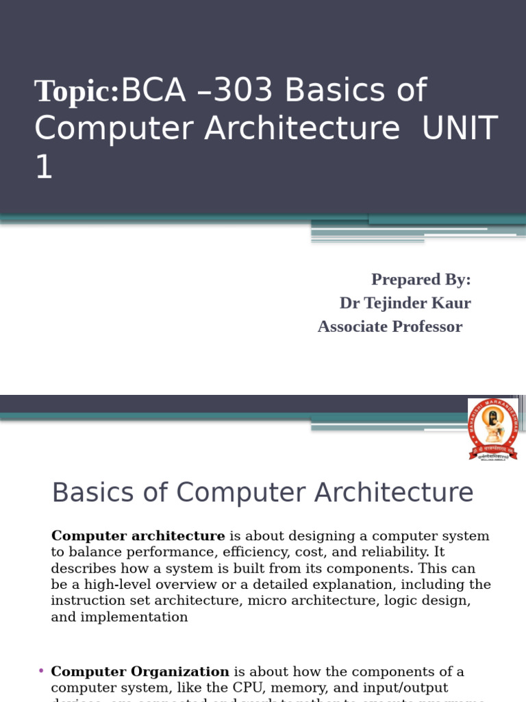 Unit 1 Bca 303 Group C & Group H | PDF | Central Processing Unit | Computer Architecture