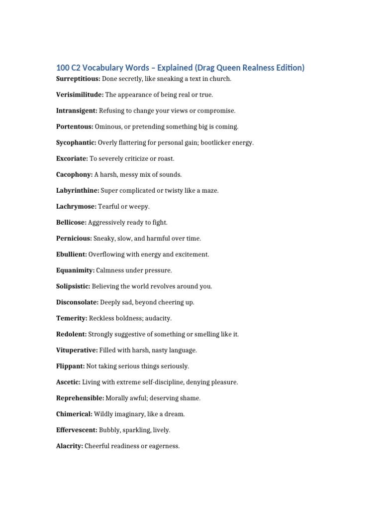 100 C2 Vocabulary Katya Edition | PDF