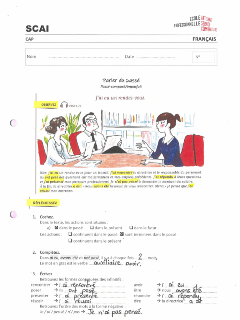 Exercices sur le passé composé | PDF | Verbe | Grammaire