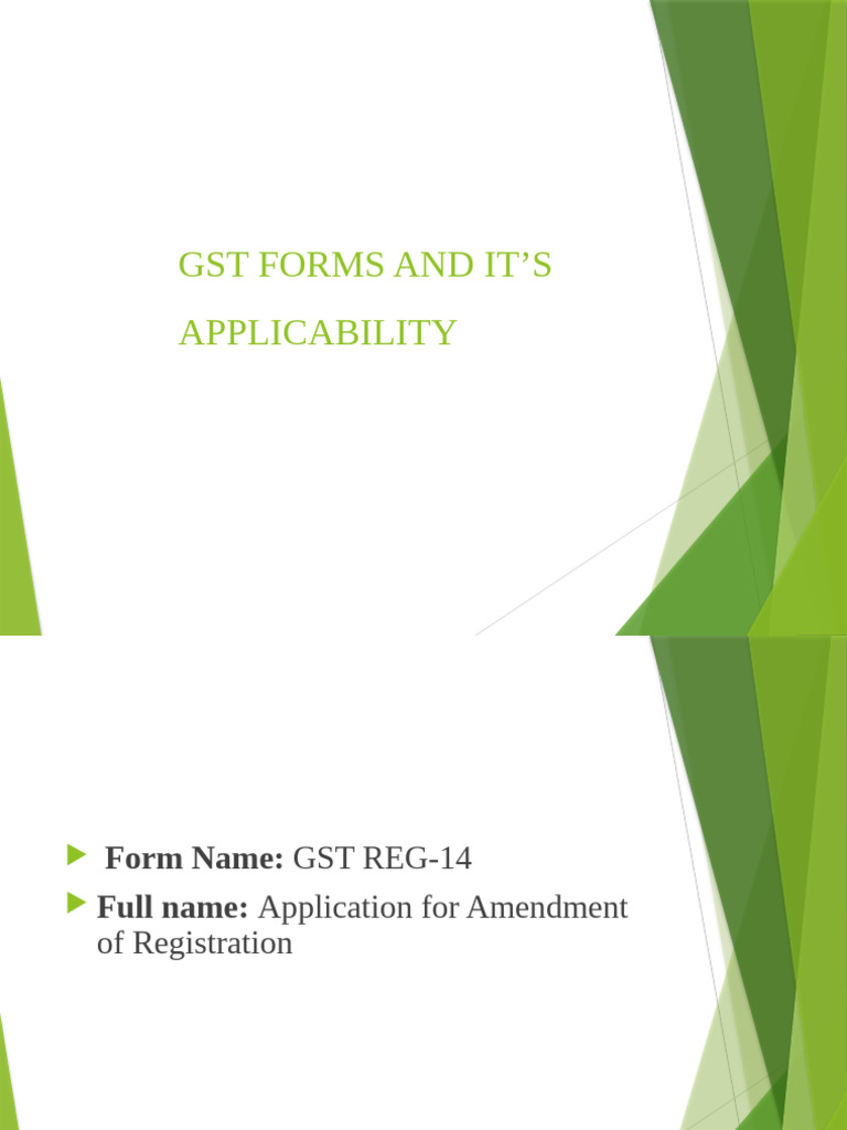 GST Registration and Amendment Forms | PDF | Taxation | Payments