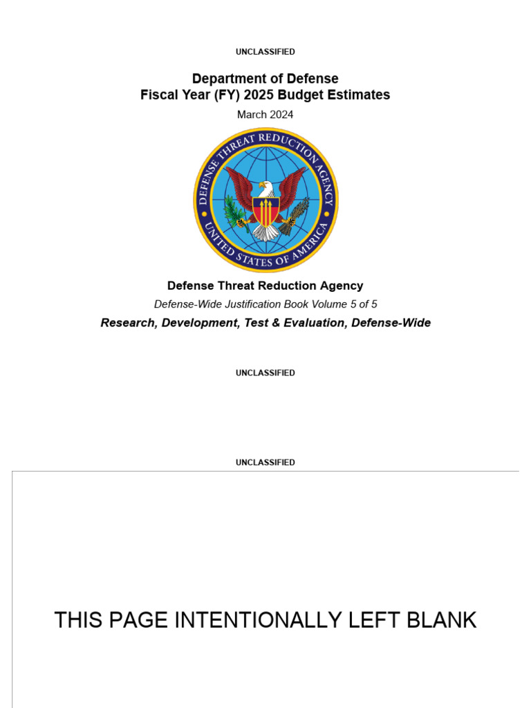 FY 2025 DTRA Budget Estimates RDT&E | PDF | Weapons Of Mass Destruction ...
