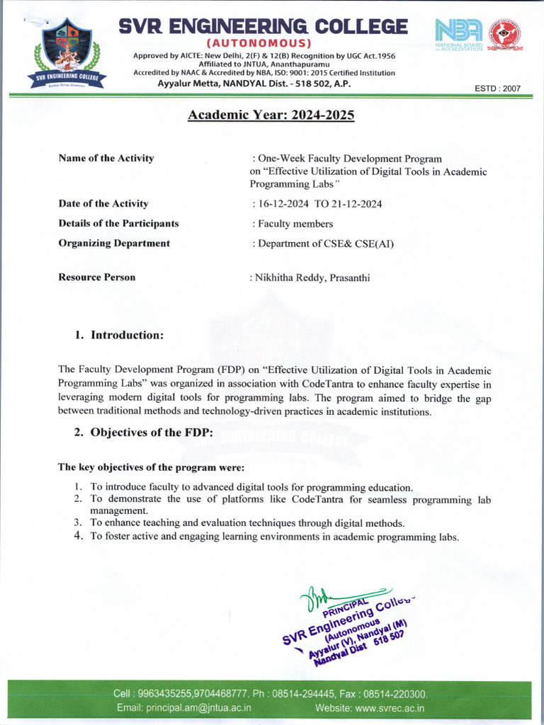 Cse-Fdp-16-12-2024 To 21-12-2024 | PDF