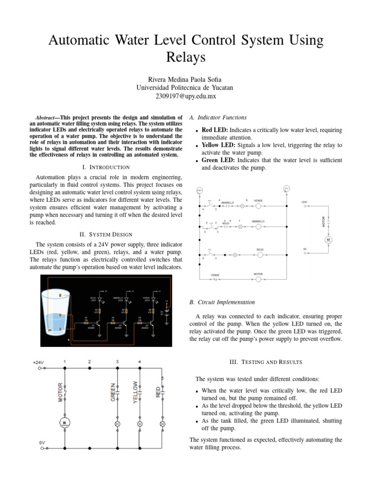 Circuit Diagram for Water Level Control | PDF | Relay | Light Emitting ...