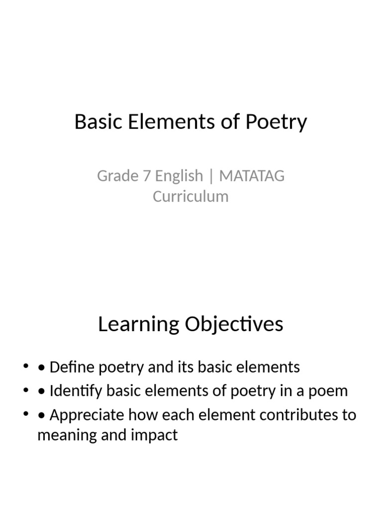 Grade7 Poetry Lesson | PDF