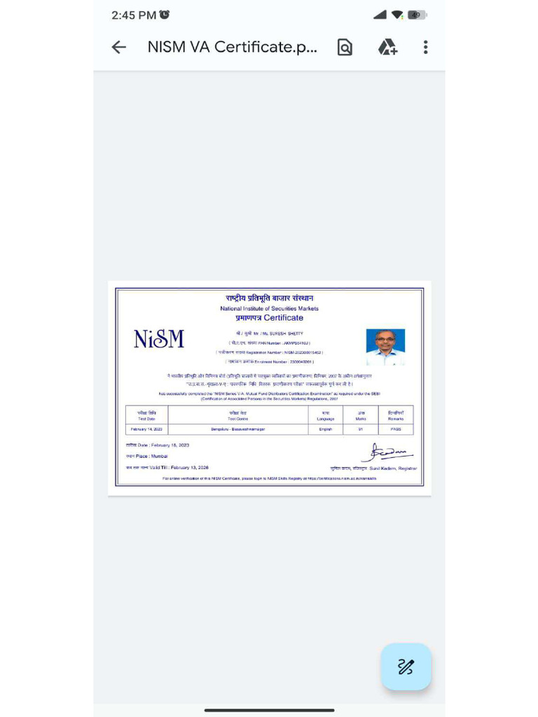 NISM VA - Mr. Suresh Shetty | PDF