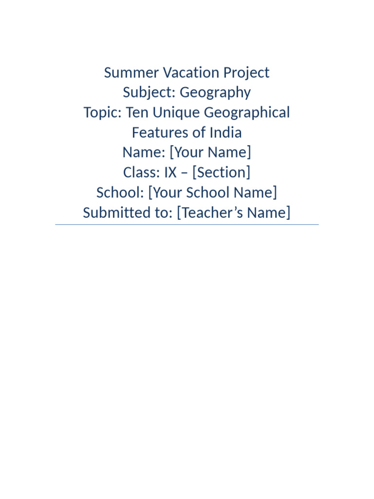 Unique Geographical Features of India | PDF | Earth Sciences | Physical ...