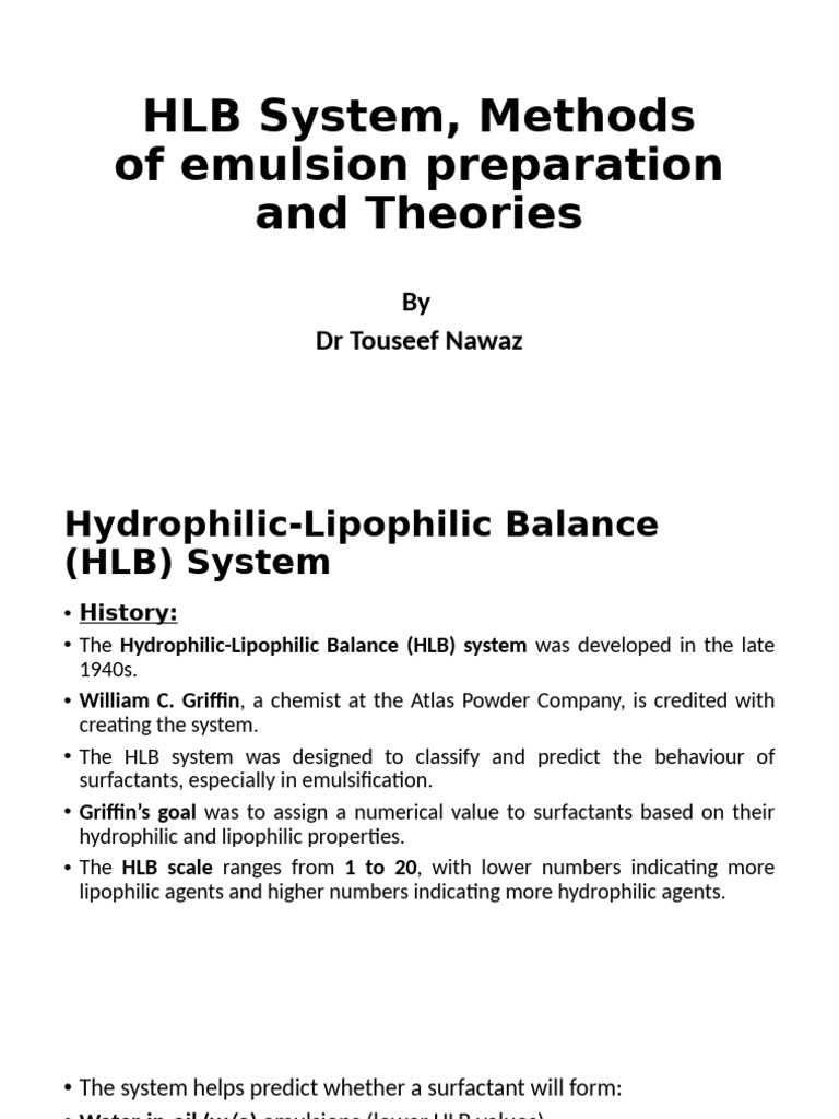 Understanding the HLB System for Emulsions | PDF | Emulsion | Phase ...