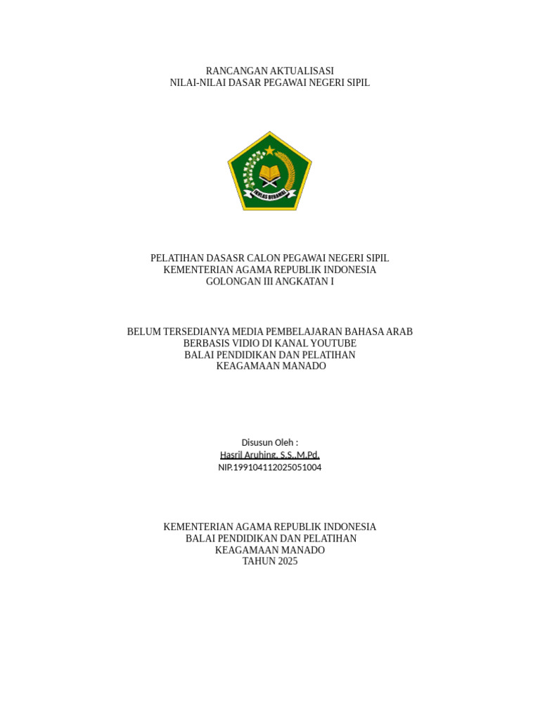 RANCANGAN AKTUALISASI Hasril | PDF
