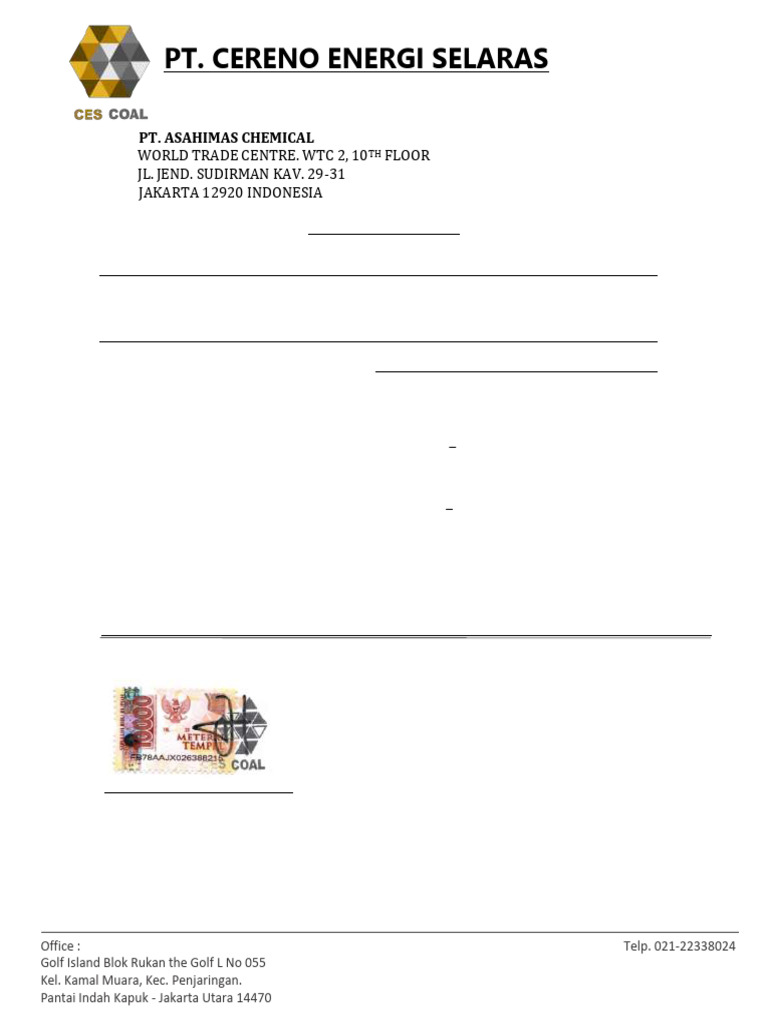 Proforma Invoice Tb. Bina Marine 57 - Bg. Bina Marine 58 (Asc) | PDF