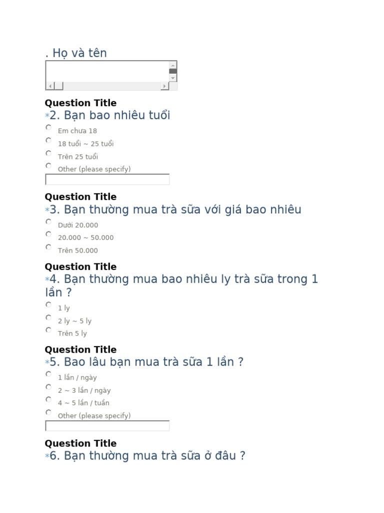 Khao Sat Nhu Cau Uong Tra Sua - Bang Hoi Mau | PDF