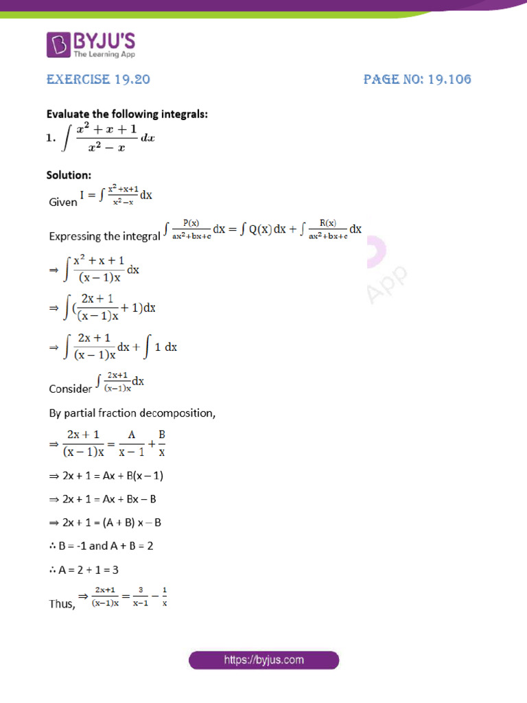 RD Sharma Class 12 Maths Solutions Chapter 19 Indefinite Integrals Exercise 19.20 | PDF