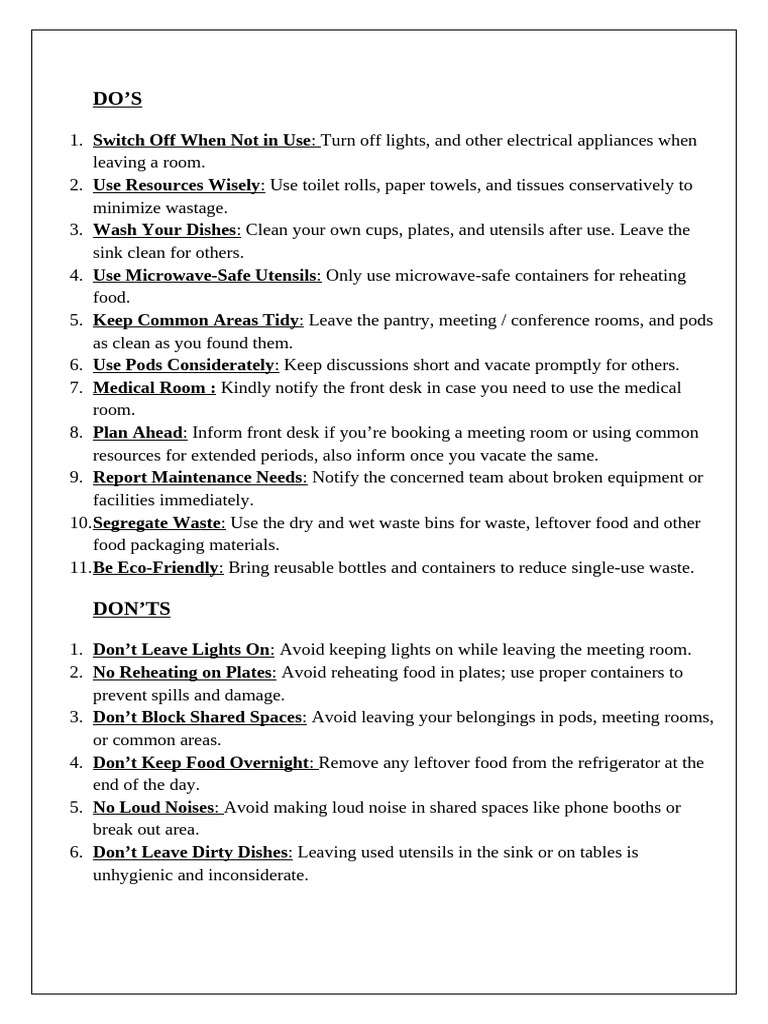 Do's and Don'Ts - General Guidelines | PDF | Waste